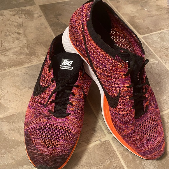 Nike | Shoes | Nike Flyknit Racer Orange Purple Acai Berry Running ...